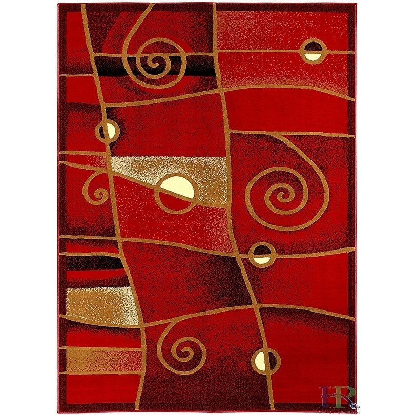 HR HANDCRAFT RUGS HR Red, Black, Mocha and Multi Modern Contemporary ...