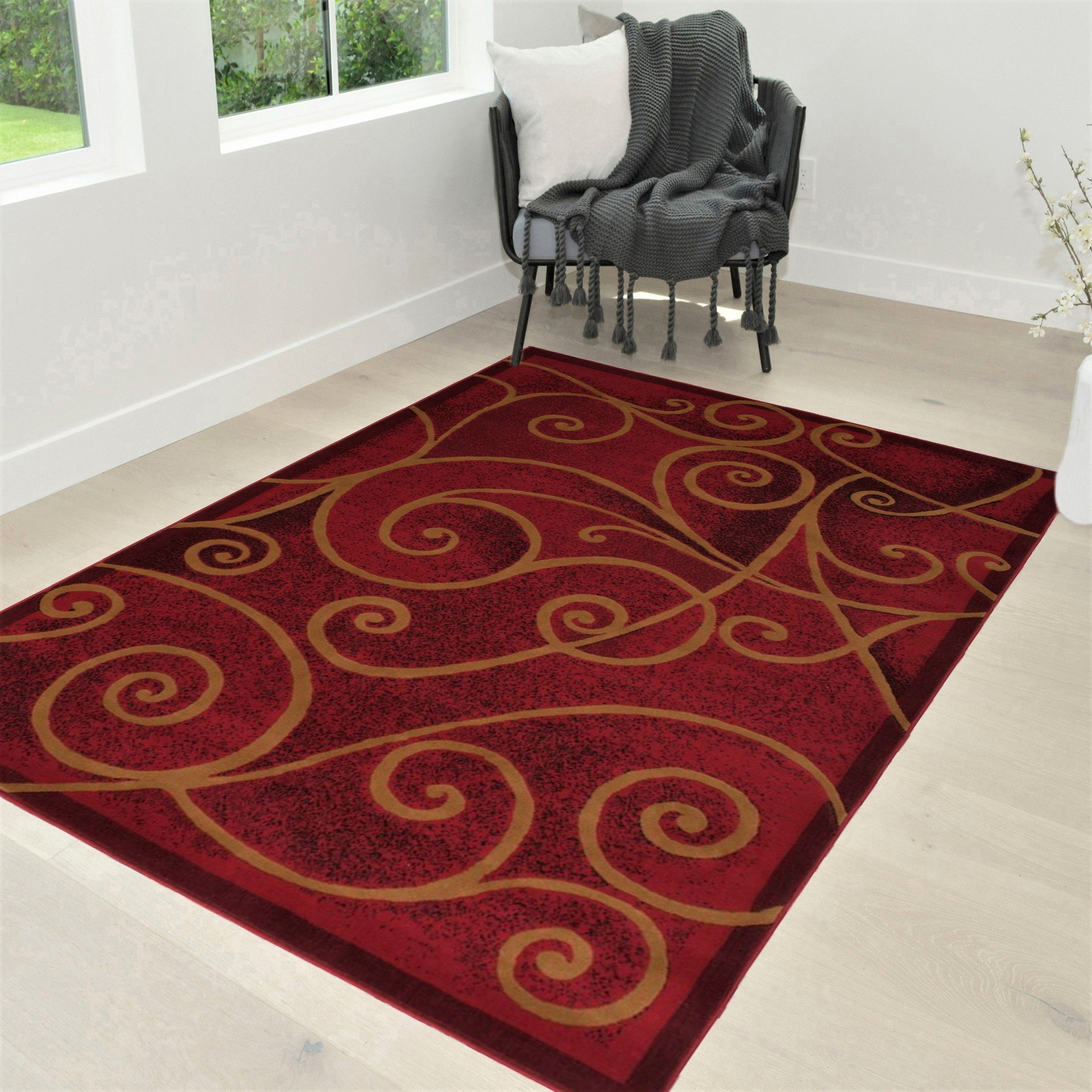 HR HANDCRAFT RUGS HR Red, Mocha and Multi Modern Contemporary Area Rugs ...