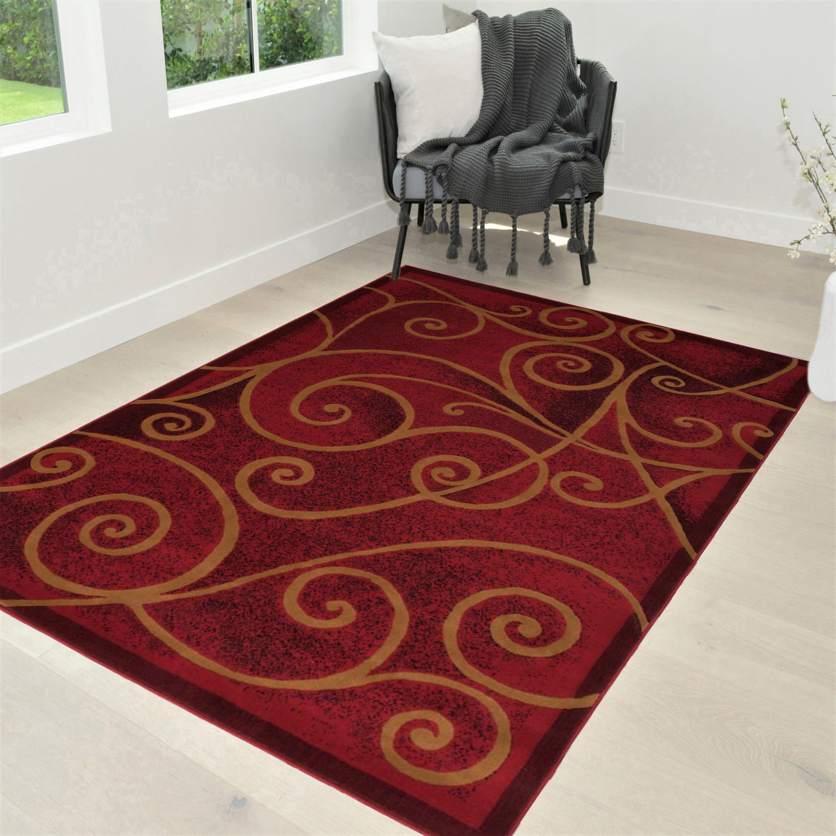 HR HANDCRAFT RUGS HR Red, Mocha and Multi Modern Contemporary Area Rugs ...