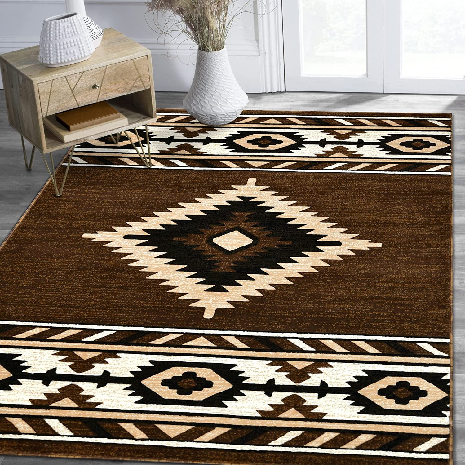 HR HANDCRAFT RUGS HR Southwestern Rugs for Cabin Tribal Medallion ...