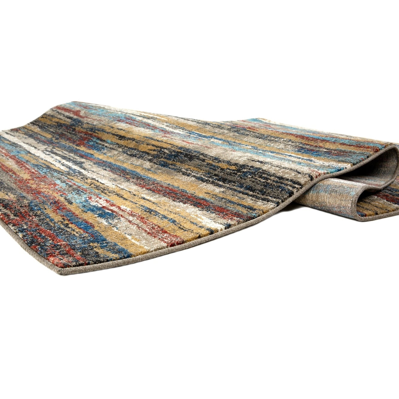 HR HANDCRAFT RUGS HR Stripped Design Rugs Blue Burgundy Multi Color ...