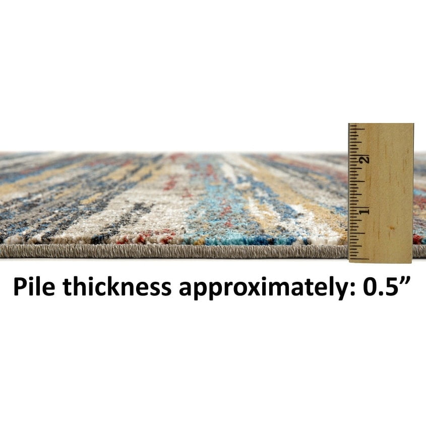 HR HANDCRAFT RUGS HR Stripped Design Rugs Blue Burgundy Multi Color ...