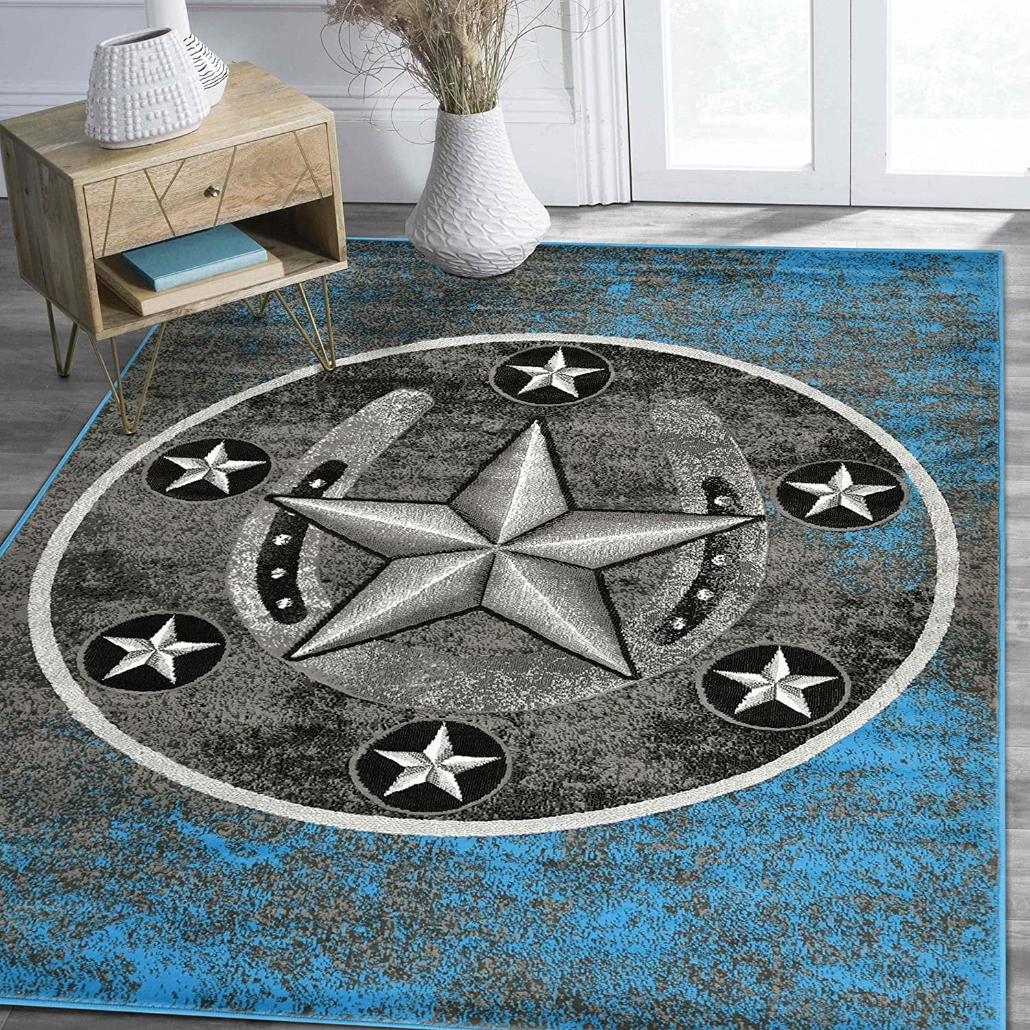 HR HANDCRAFT RUGS HR Texas Star, Cowboy Area Rug Texas Western Star ...