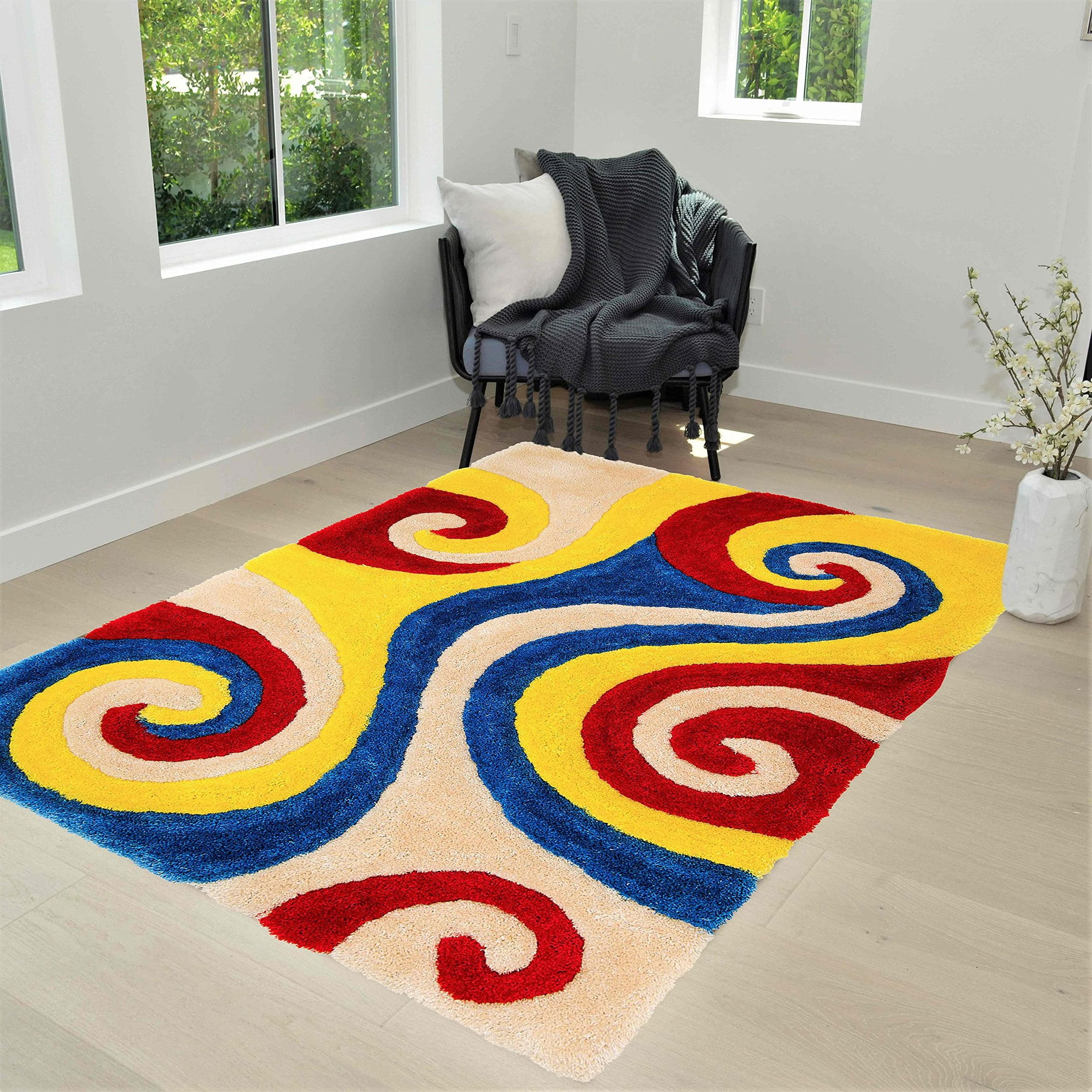 HR HANDCRAFT RUGS, Multi shag Rug 5X7 for Living Room Decor 2021 Rug ...