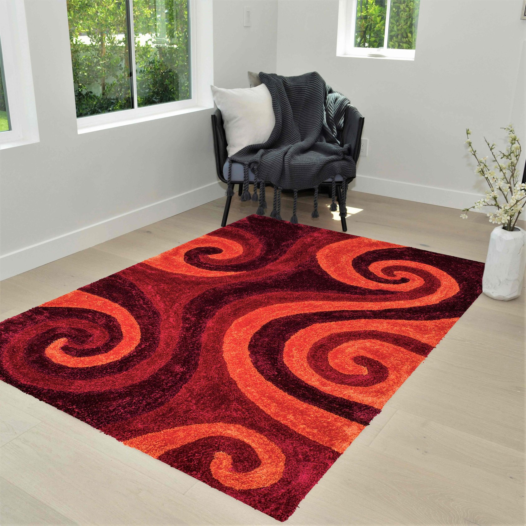 HR HANDCRAFT RUGS, Rust shag Rug 5X7 for Living Room Decor 2021 Rug ...