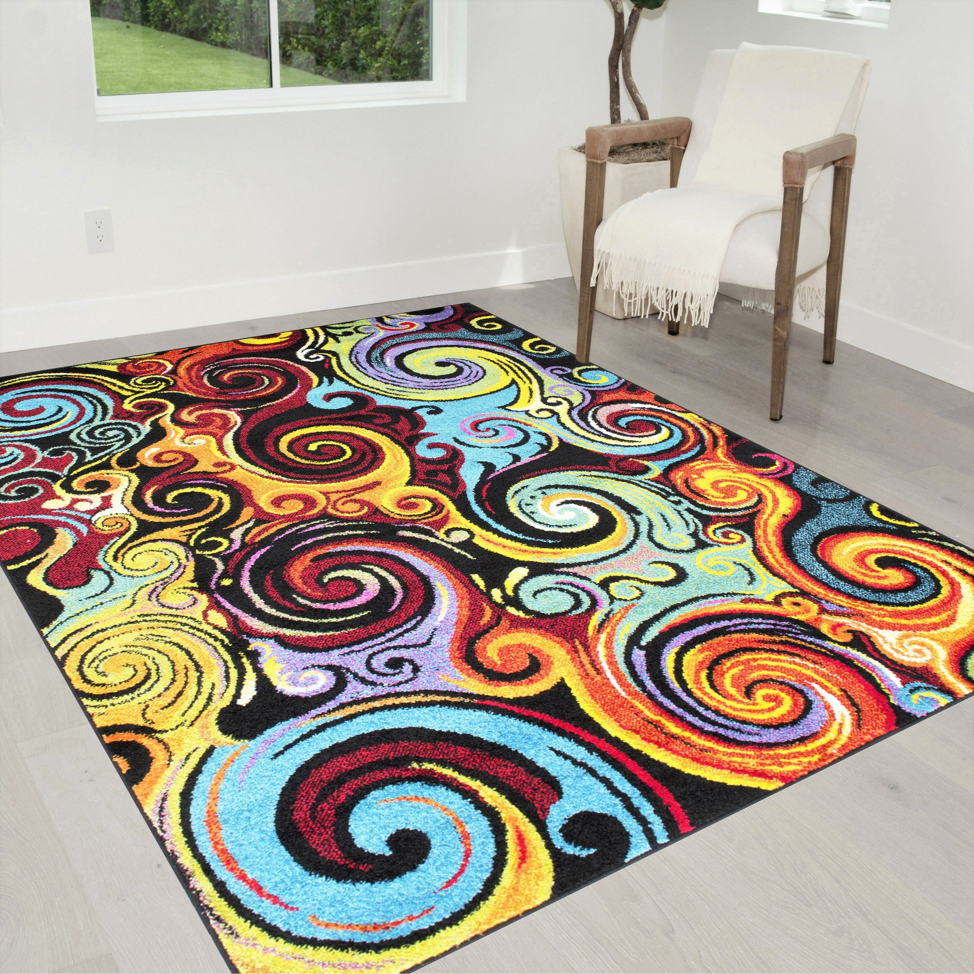 HR HANDCRAFT RUGS Vibrant Turquoise Lilac Orange Red Black Distressed ...