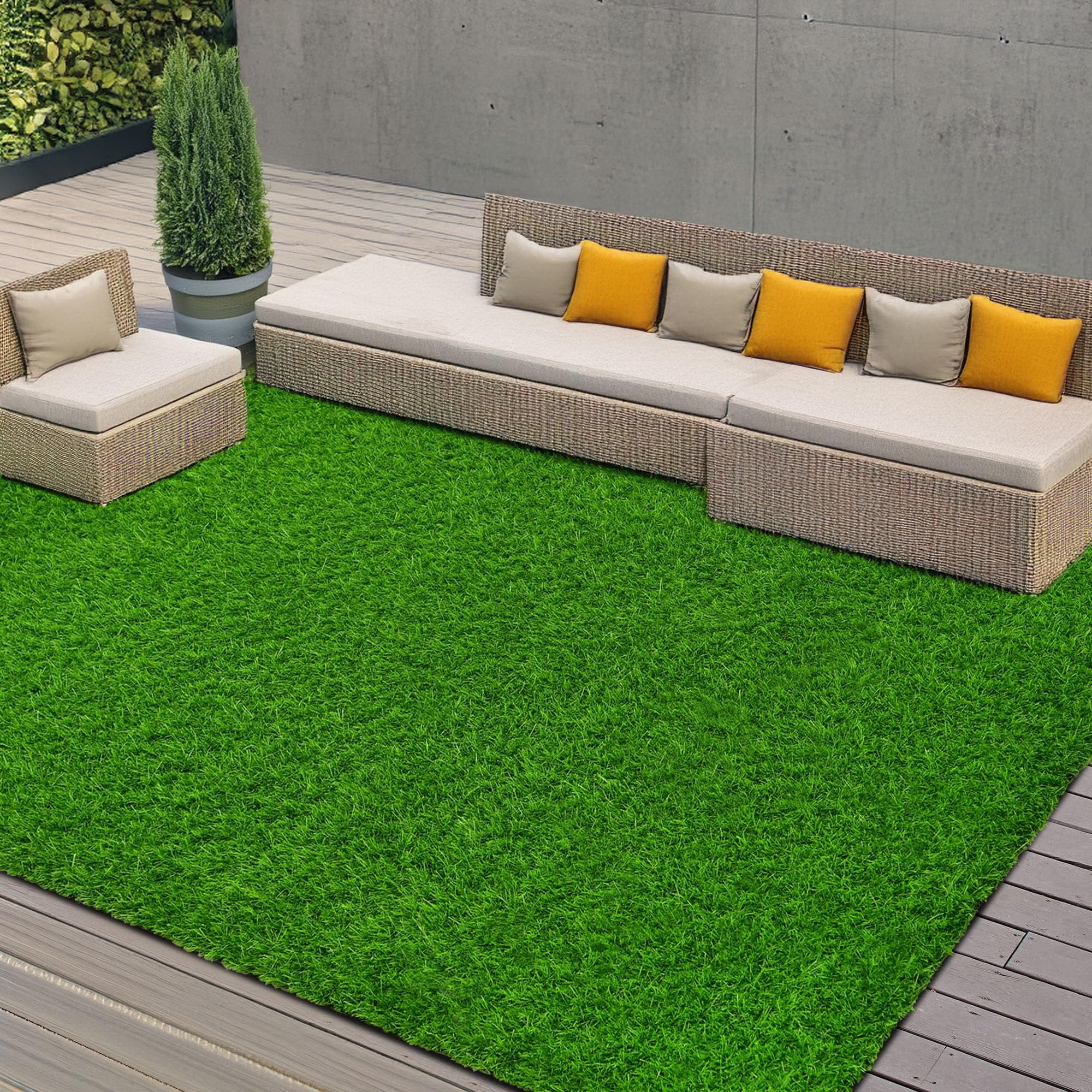 HR Indoor/Outdoor Fake Grass Area Rug - Durable Synthetic Turf with ...