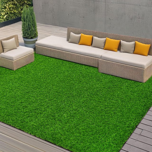 HR Indoor/Outdoor Fake Grass Area Rug - Durable Synthetic Turf with ...