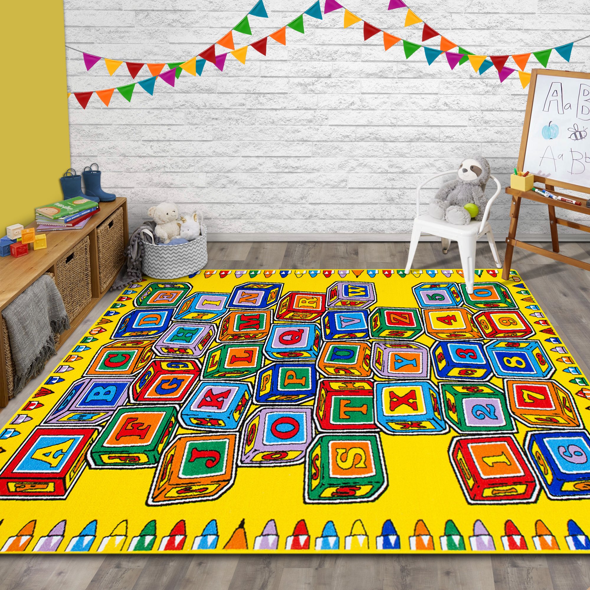 Mybecca Kids Rug Body Parts 5'x7' for Playroom & Nursery Blue Color ...
