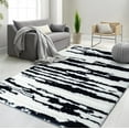 HR Luxurious Black and White Geometric Shag Rug - Soft High Pile, Non ...