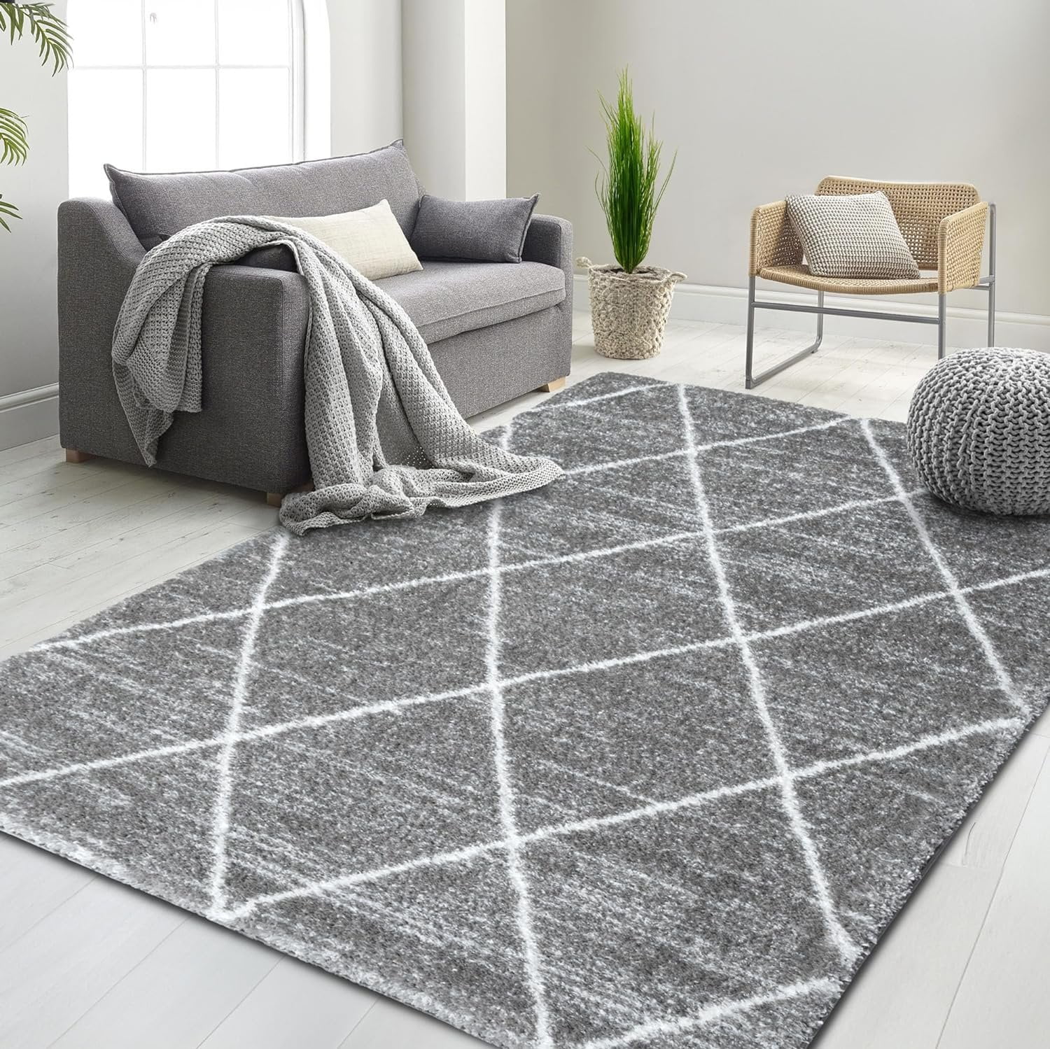 Gray White Rug