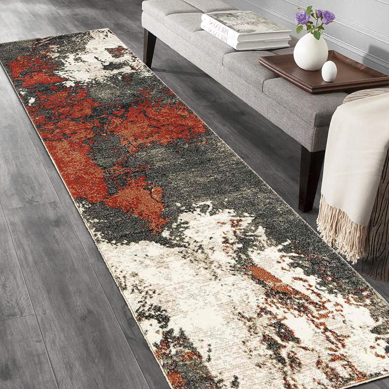 HR Marble Rugs Volcano Lava, Brown Multi Color Abstract Livingroom ...