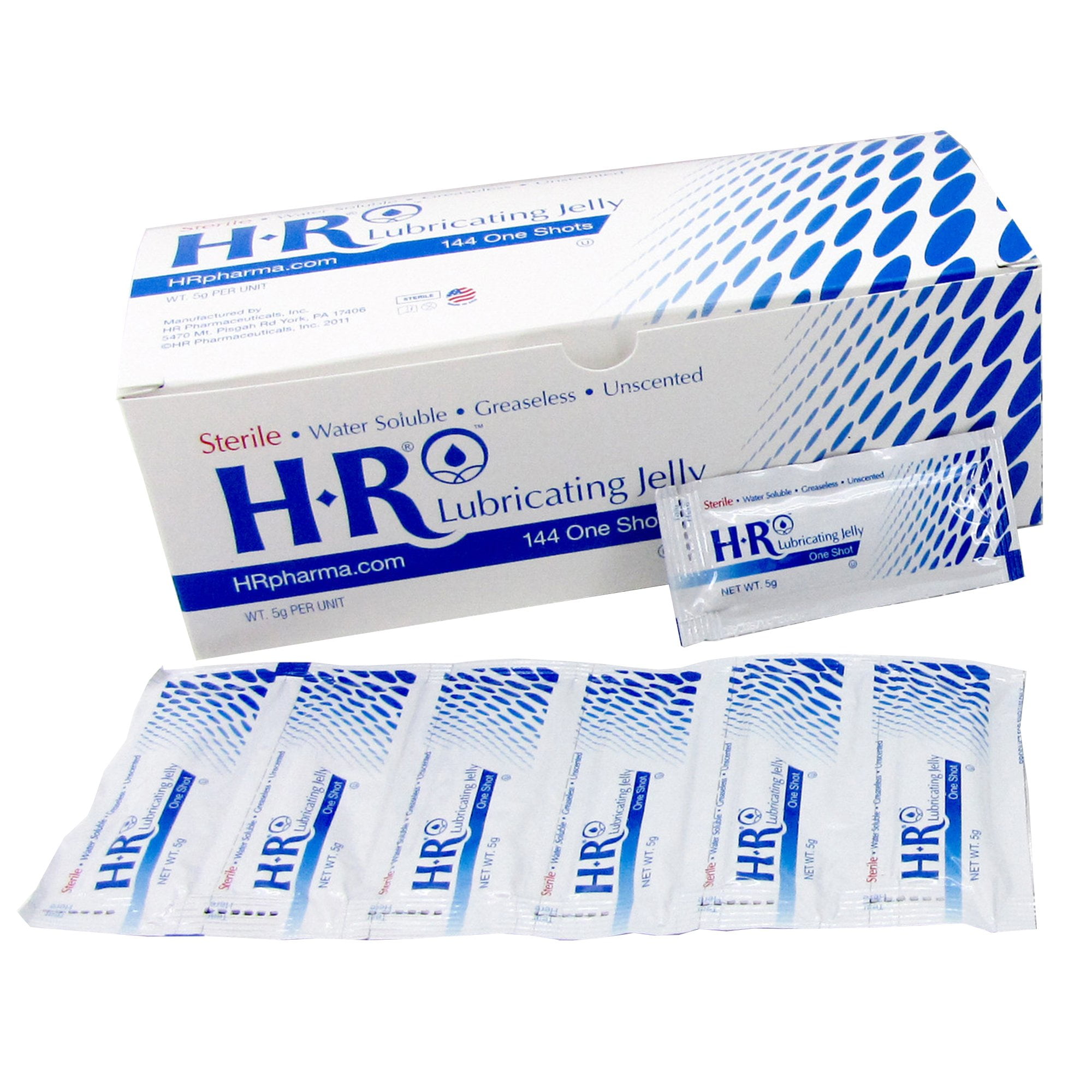 HR One Shot Lubricating Jelly Sterile 5 Gram Individual Packet 144 per ...