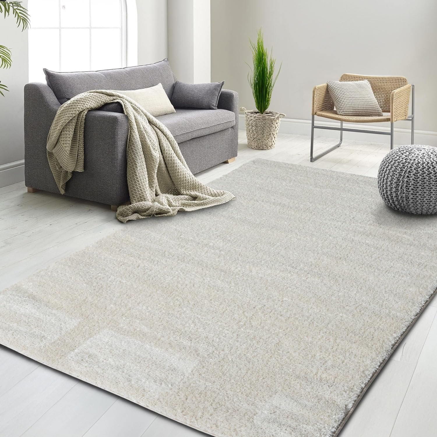 HR Plush Beige Solid Color Shag Rug - Thick Pile, High-End, Soft & Cozy ...