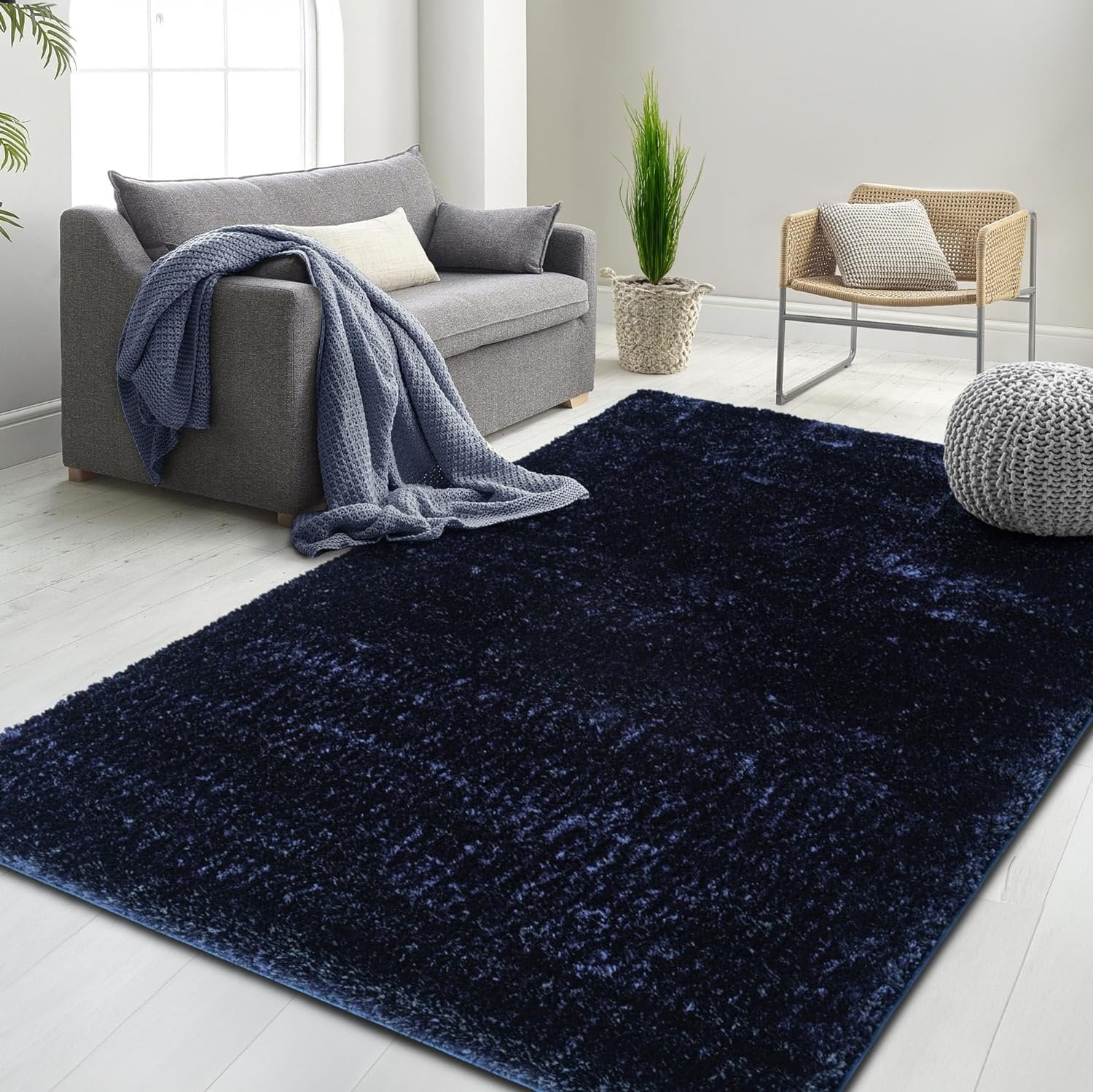 HR Plush Cobalt Blue Solid Color Shag Rug - Thick Pile, High-End, Soft ...