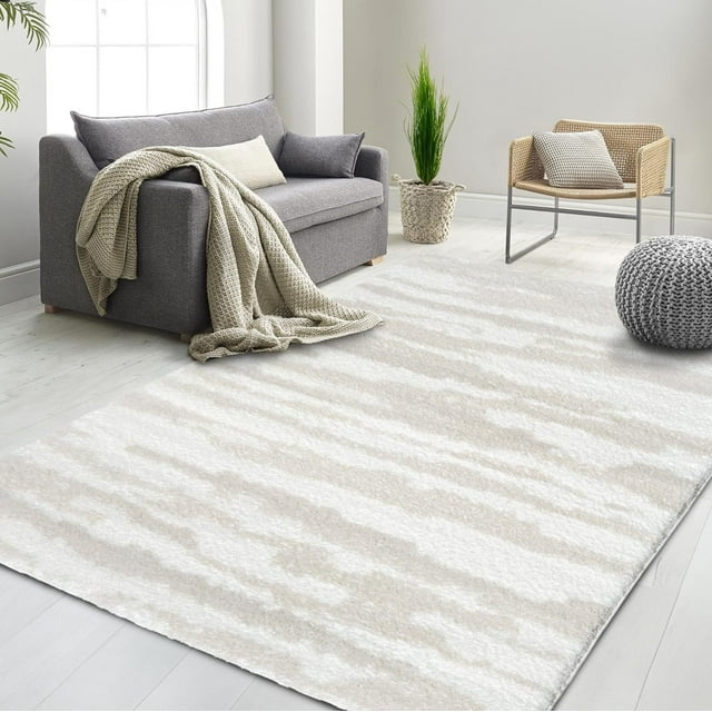 HR Ultra-Plush Beige & Cream High-Pile Shag Rug - Luxurious Soft Thick ...