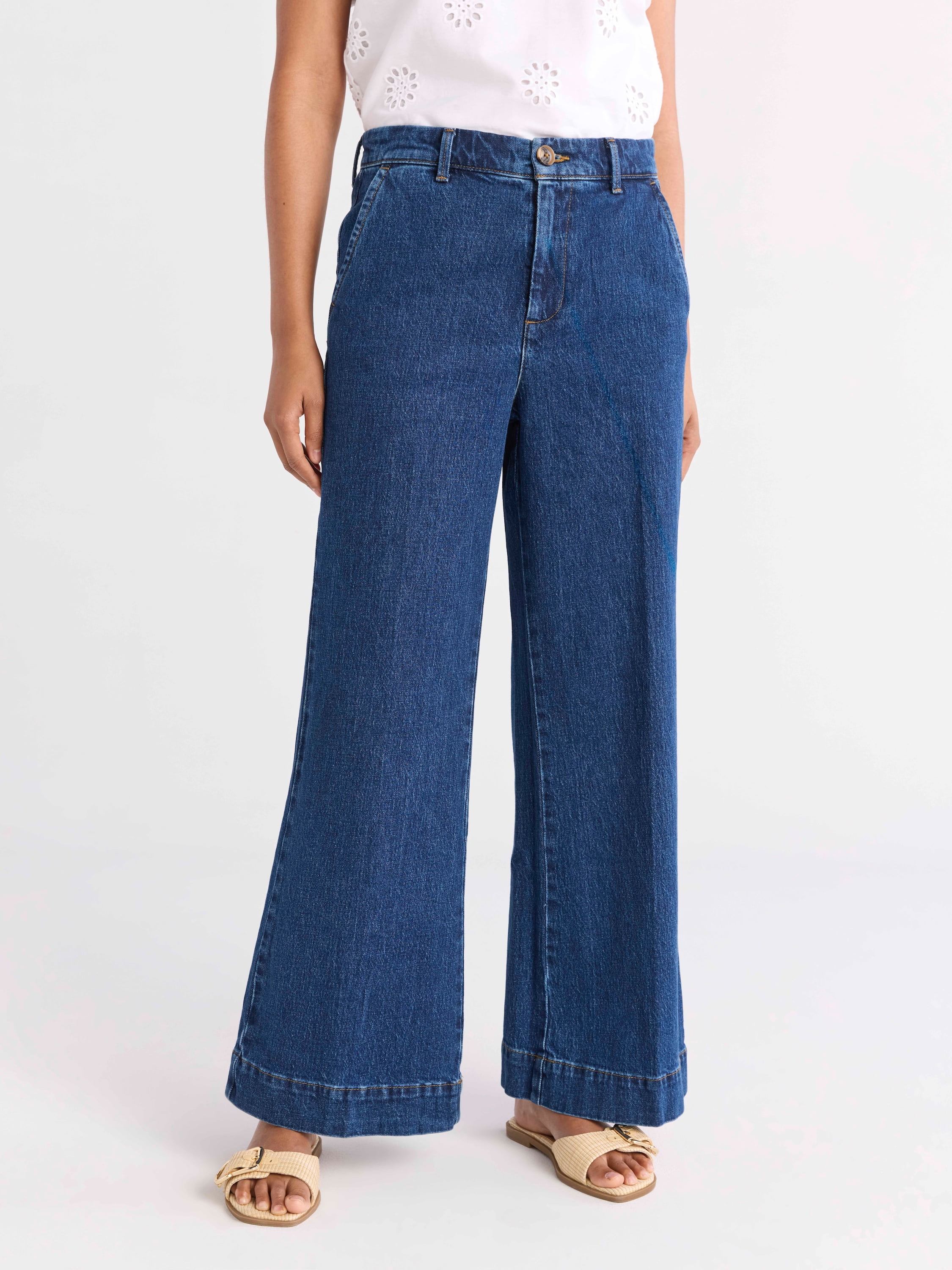 Free Assembly's Women's Wide Leg Trouser Jeans, 28", 30", and 32 ...