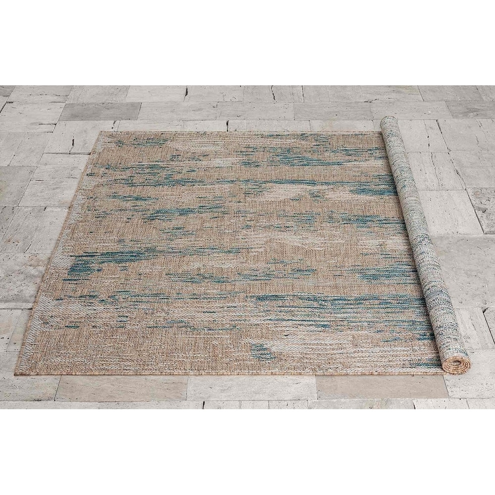 HR Waterproof Abstract Outdoor Rug - Stain and Fade-Resistant - Coconut ...
