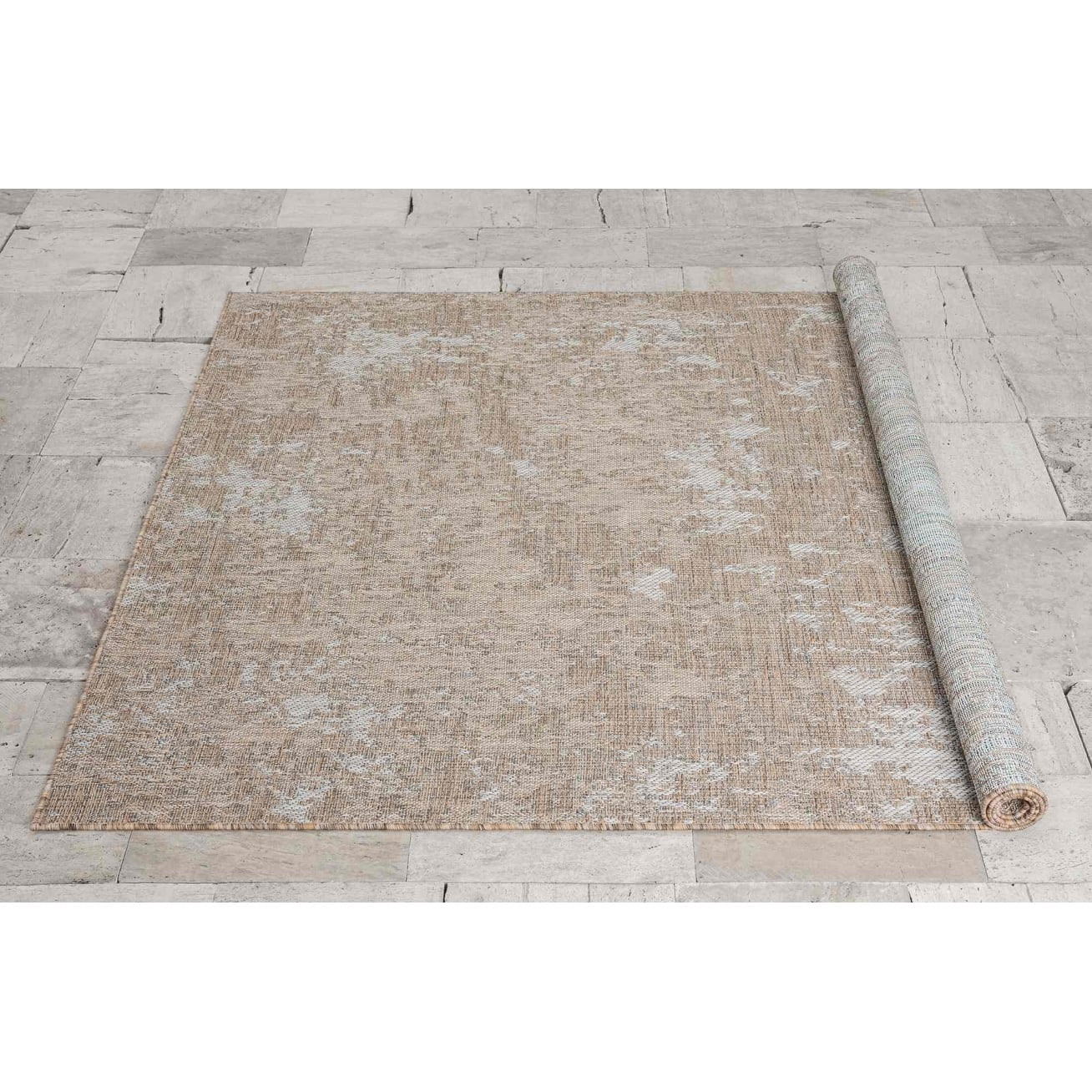 HR Waterproof Abstract Outdoor Rug - Stain and Fade-Resistant - Coconut ...