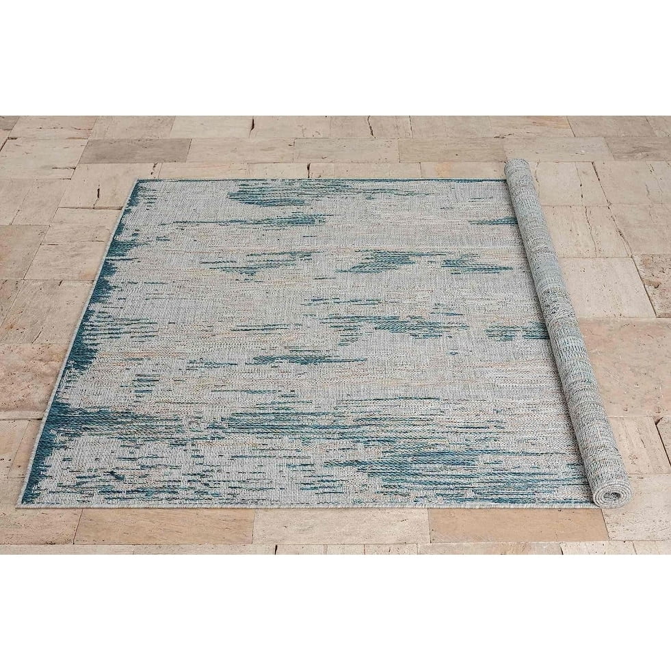 HR Waterproof Abstract Outdoor Rug - Stain and Fade-Resistant - Gray ...