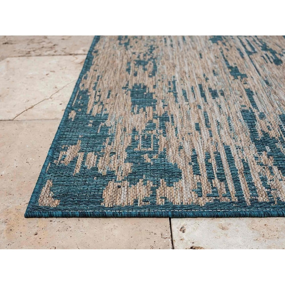 HR Waterproof Abstract Outdoor Rug - Stain and Fade-Resistant - Sand ...