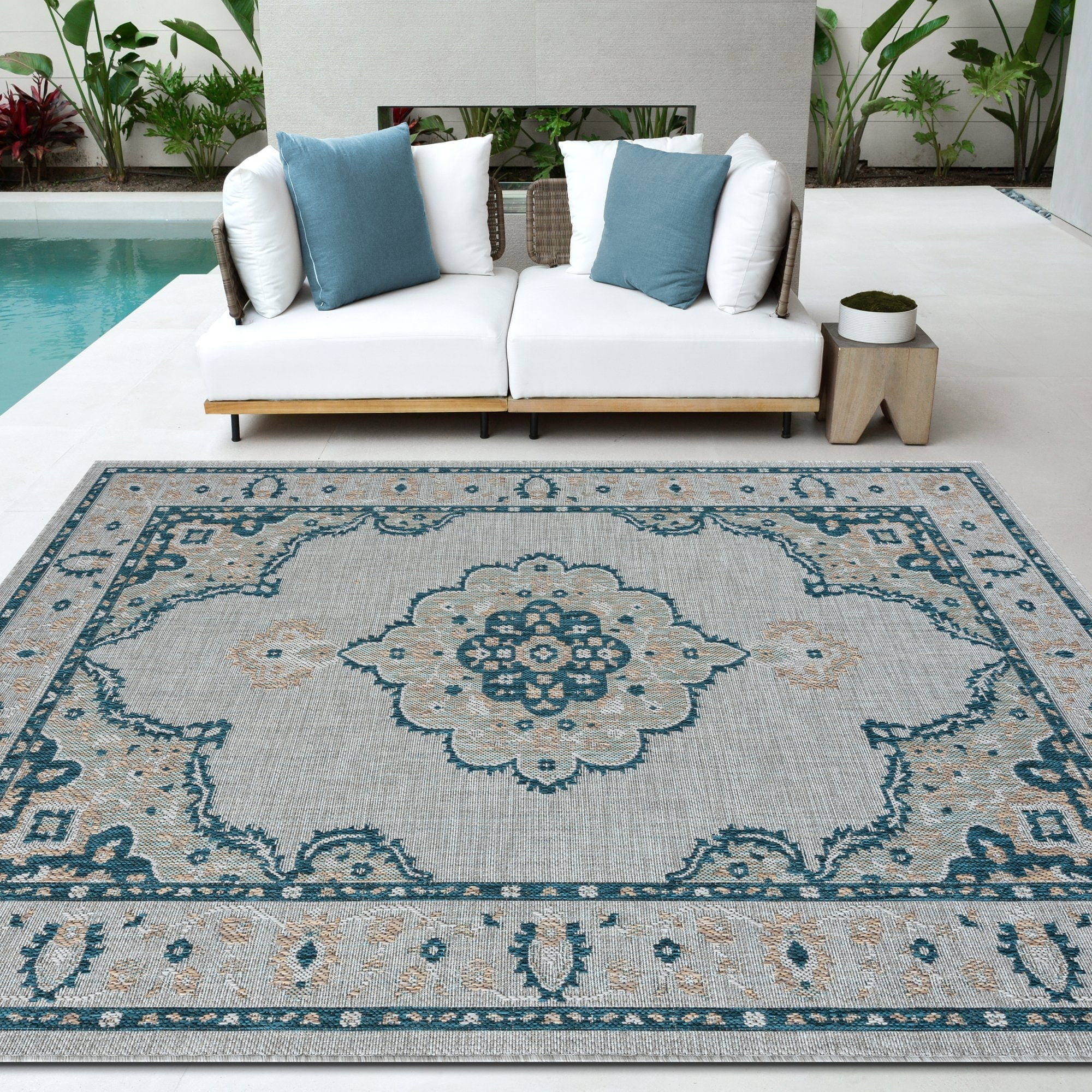 HR Waterproof Bohemian Traditional Design Outdoor Rug Stain Fade ...