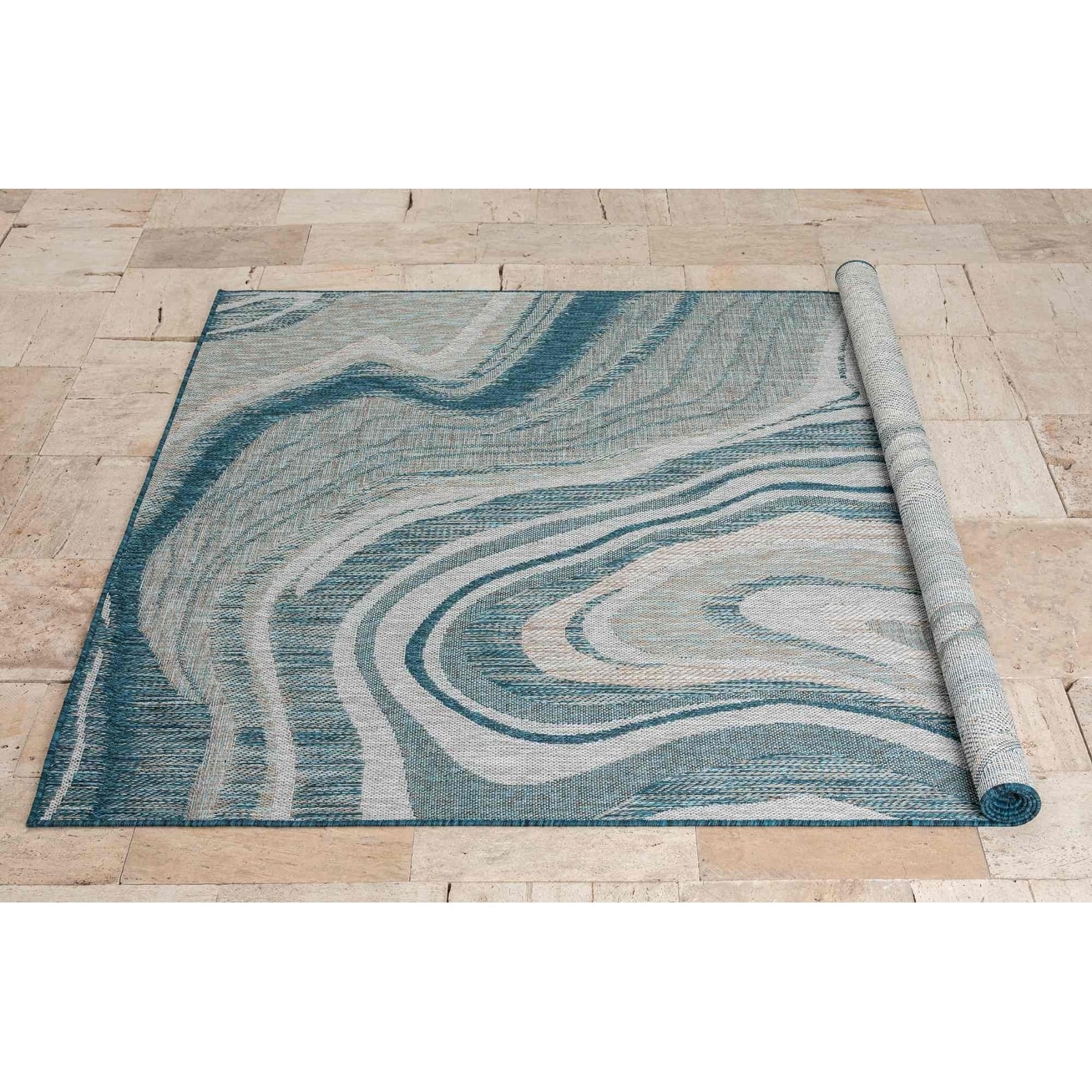 HR Waterproof Ocean Pattern Abstract Outdoor Rug - Stain and Fade ...