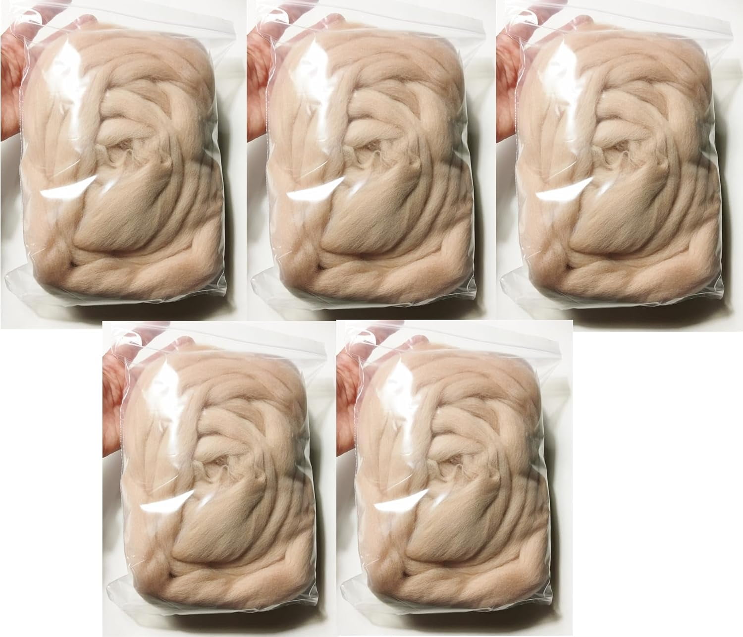 HR020-500 MOREZMORE Wool Roving for Needle Felting 500g 1.1 LB Beige ...