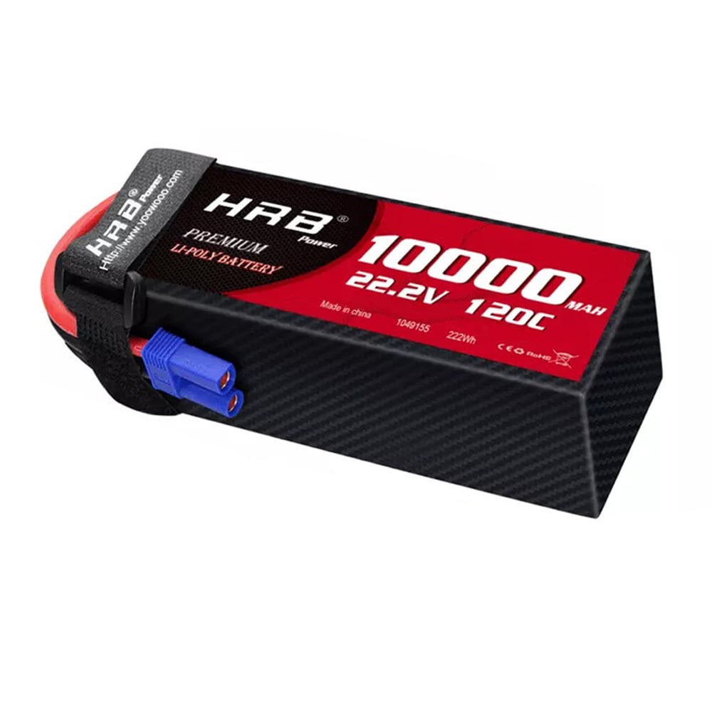 HRB 22.2V 6S 10000mAh LiPo Battery with EC5 Connector for RC Truck, Drones, Helicopters ...