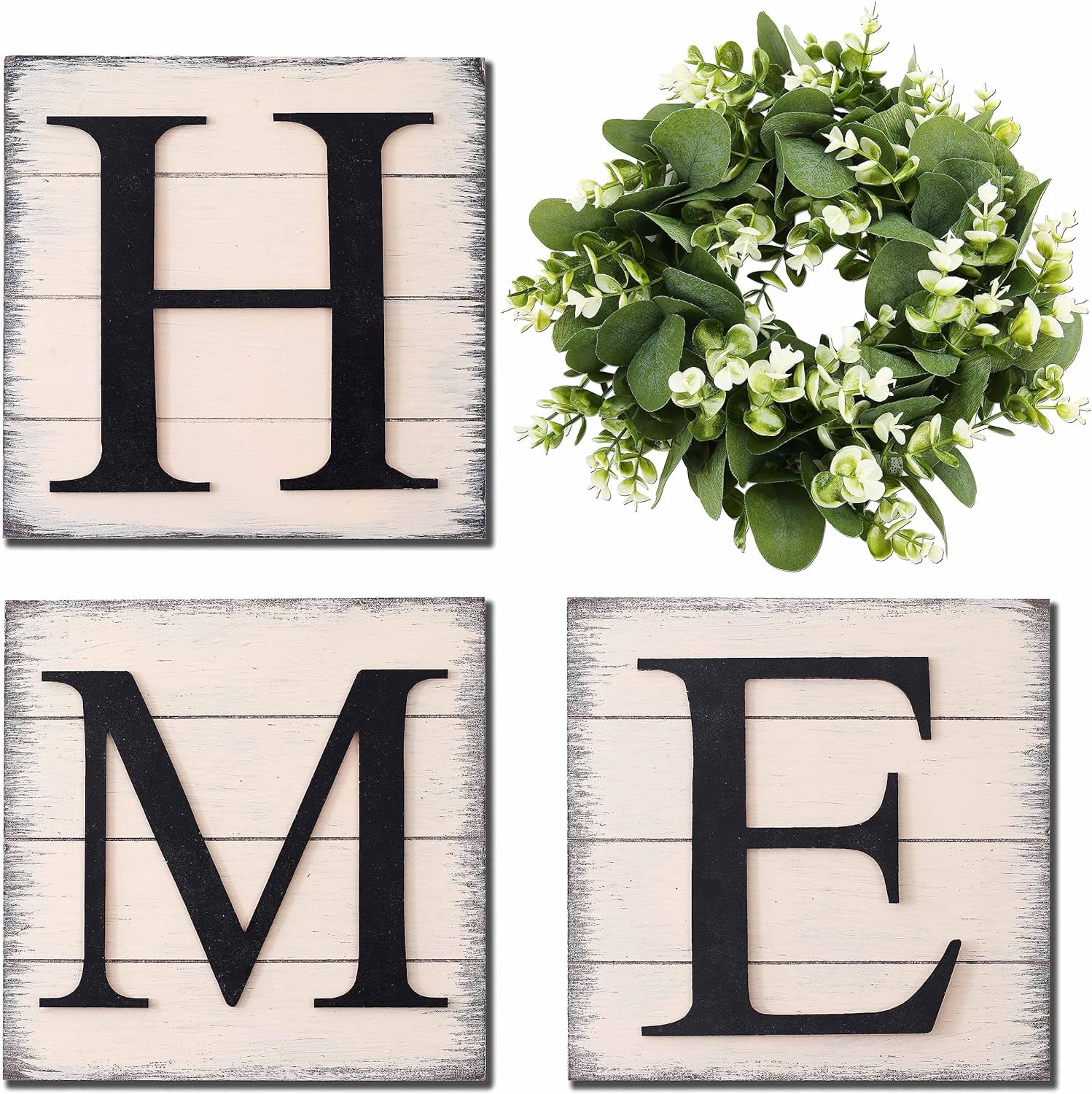 HRENCY Farmhouse Wall Decor Room Decor Wood Home Sign with Artificial ...
