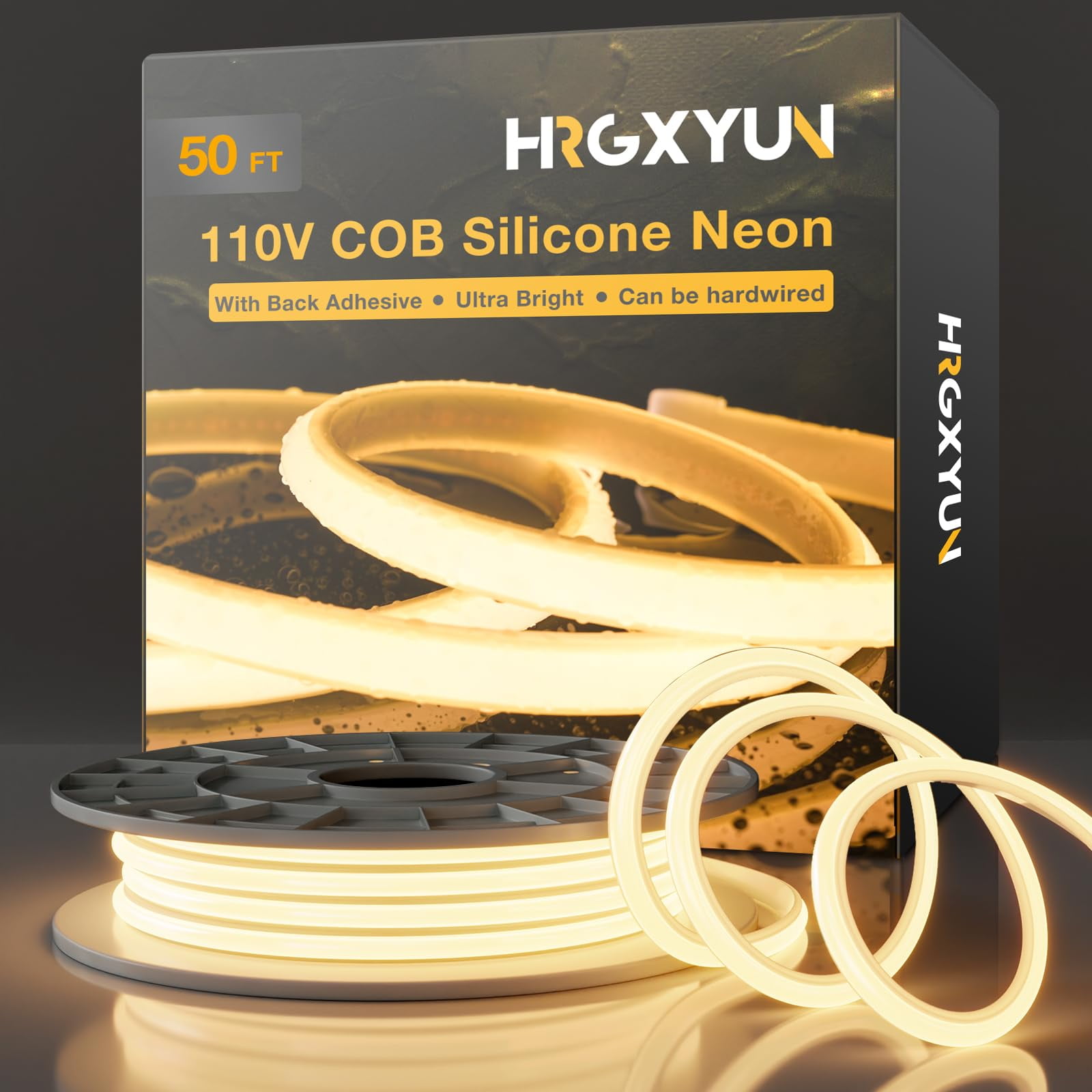 HRGXYUN 110V COB LED Strip Lights, 15m/49ft Warm White LED Rope Light ...