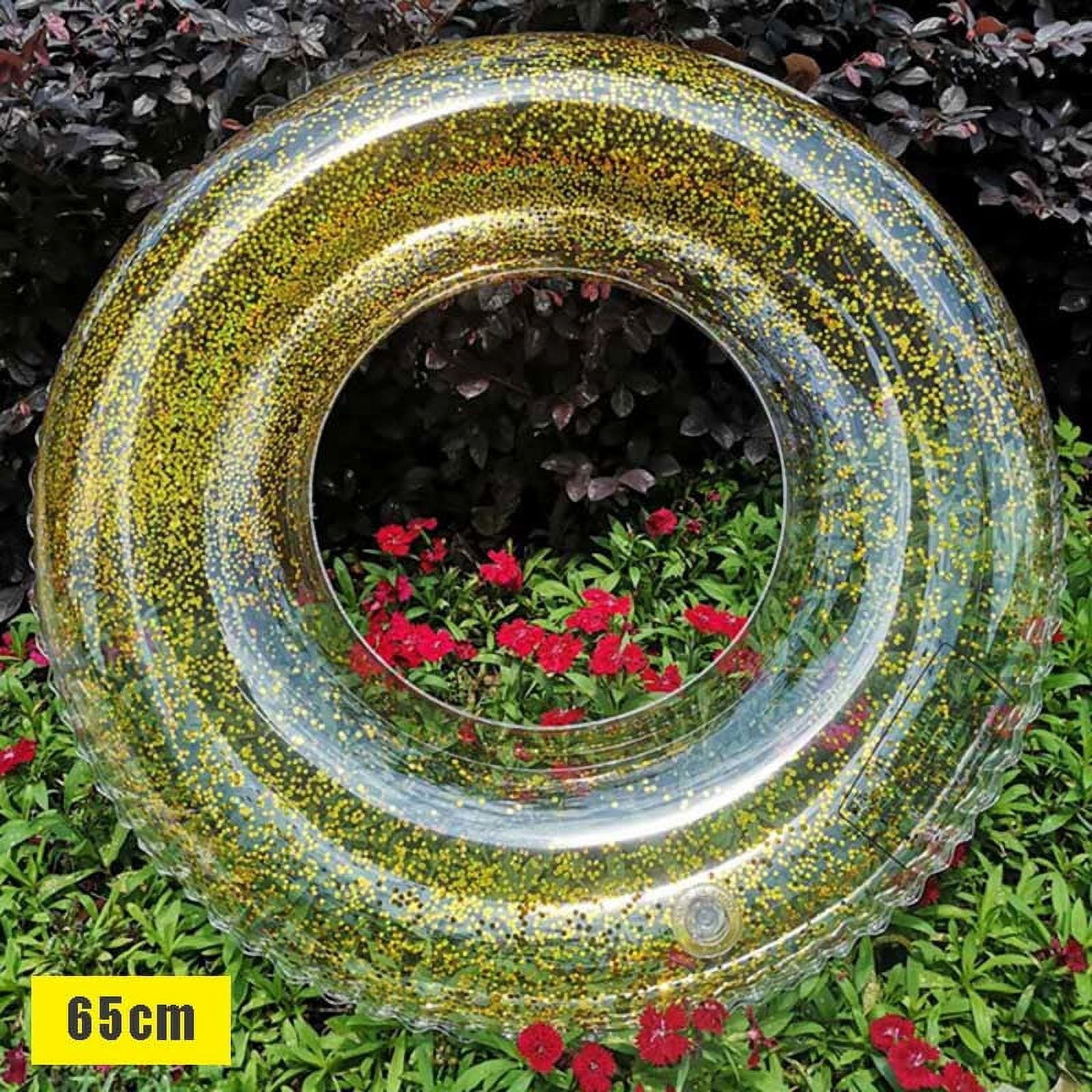 HRSR Transparent Inflatable Swim Tube Glitter Raft Round Swim Ring for ...