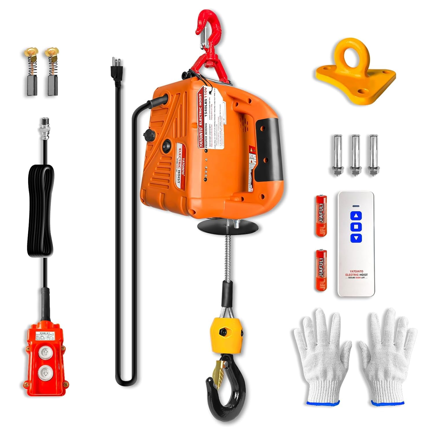 HRT 1540 lb 3-in-1 Electric Hoist Winch, 120V Portable Power Winch with ...
