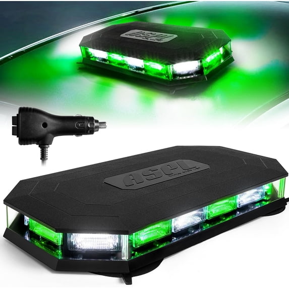 HRT 16.5" Magnetic Roof Top LED Beacon Strobe Light (Green/White) - 56 ...