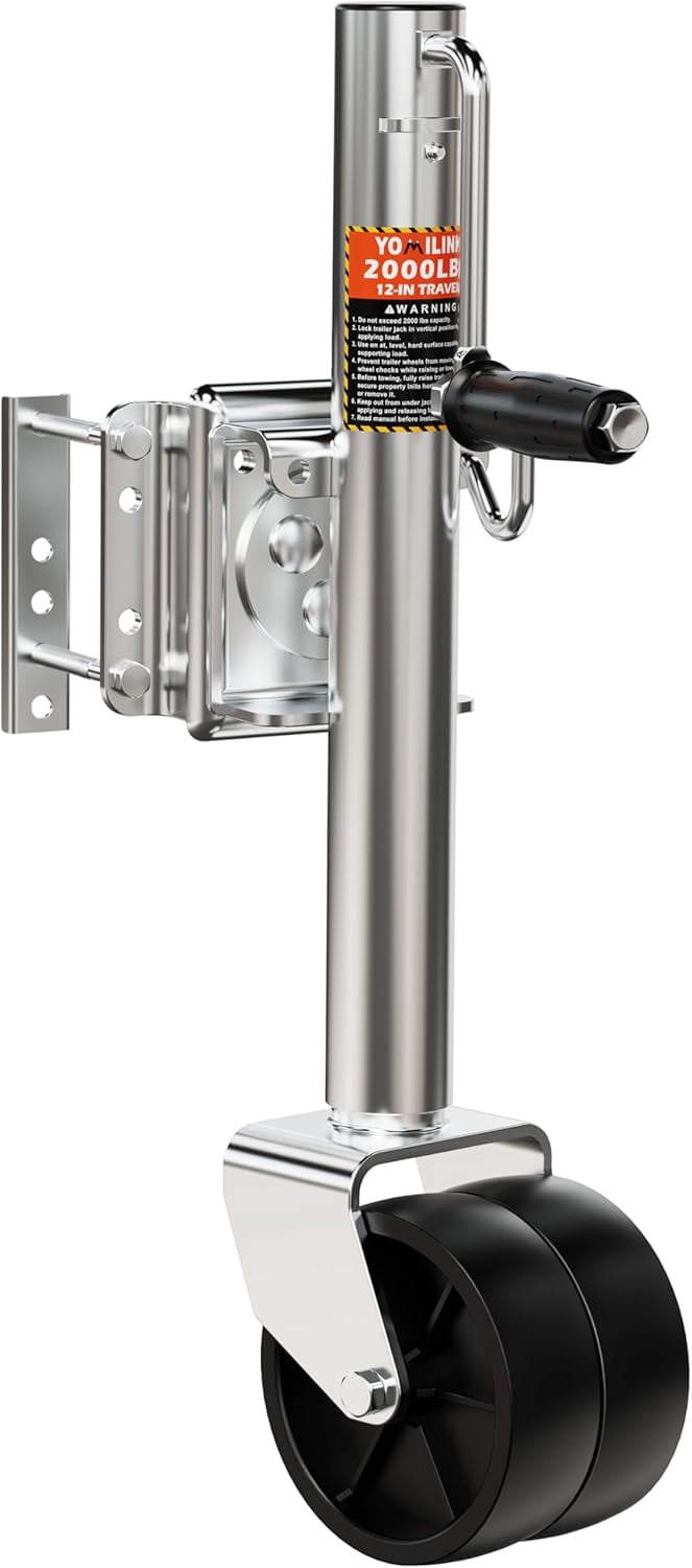 HRT 2000lb Trailer Jack with Dual Wheels, 12" Lift, Swivel Bolt-On for ...