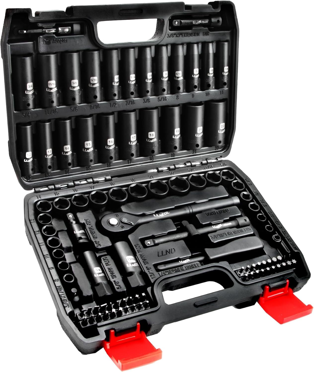 HRT 95-Piece 3/8" Drive Impact Socket Set – Deep & Shallow, Metric ...
