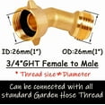 HRTGFD-2PCS Brass 3/4" GHT Threaded 45°Elbow Swivel Garden Hose ...