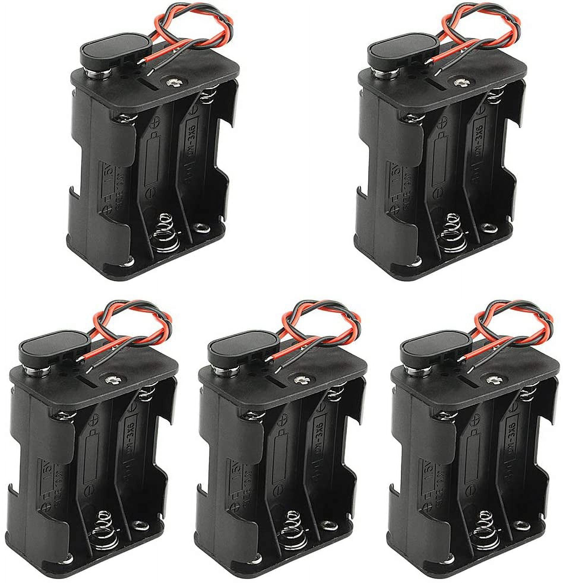 HRTGFD-5 Pack 6 x 1.5V AA Battery Holder with I Type Wired Battery Clip ...