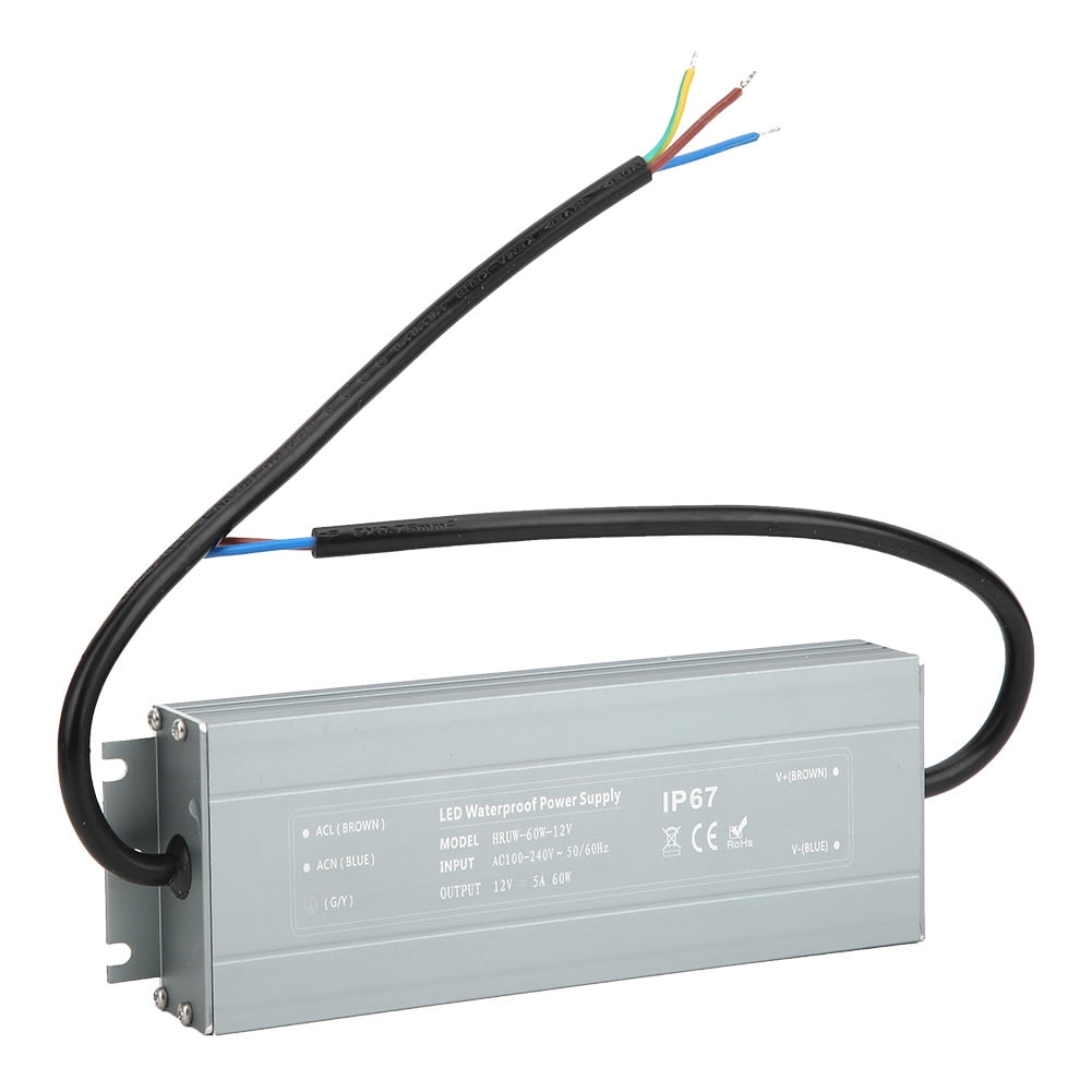 HRUW-60W-12V IP67 Waterproof Switch Power Supply LED Driver Transformer 100-240VAC - Walmart.com