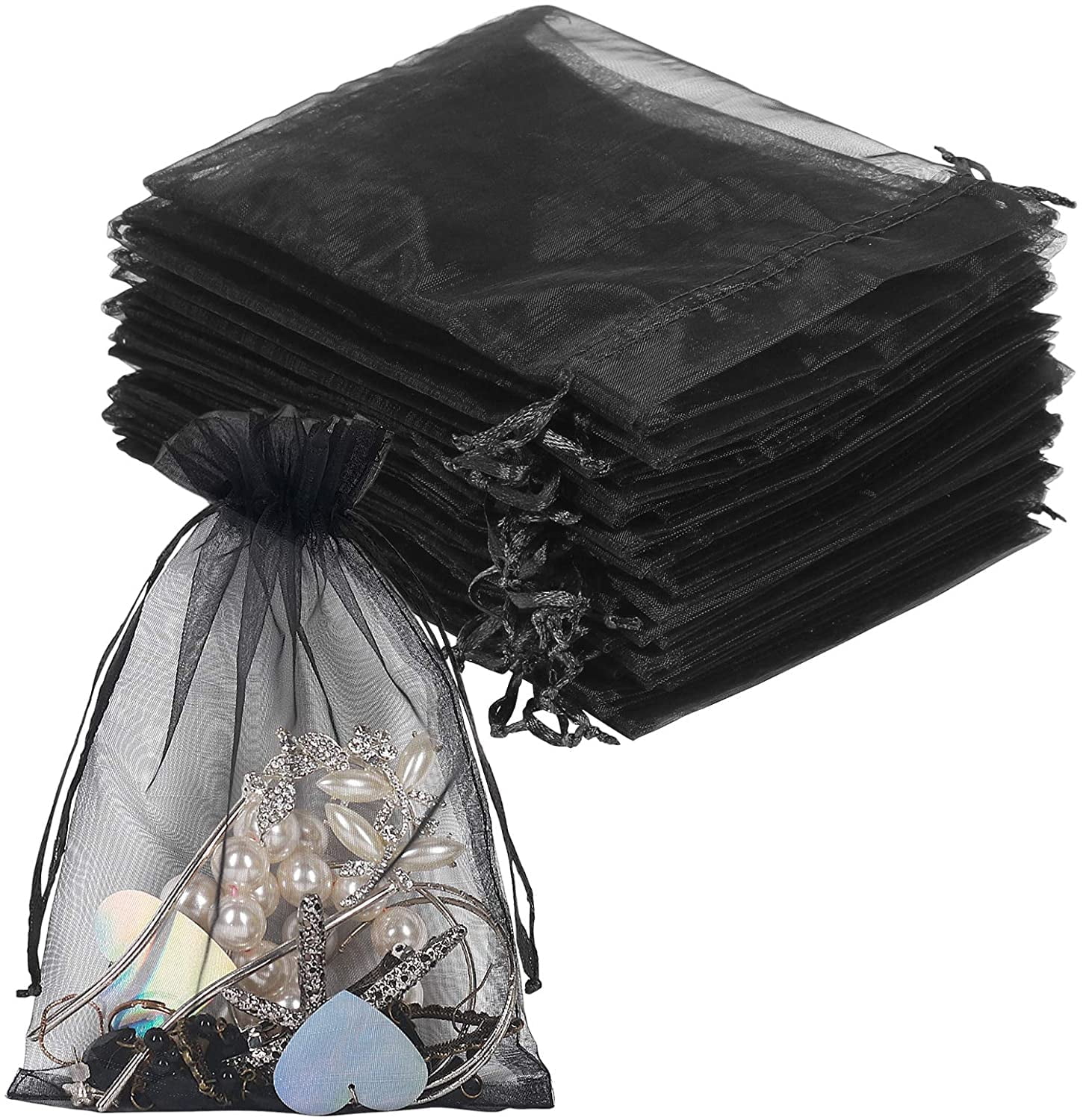 HRX 100PCS Small Fabric Organza Bags 5x7 inches with Drawstring ...