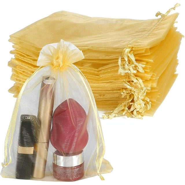 HRX Organza Bags,Gold 100PCS 5x7inch Wedding Favor Drawstring Pouches ...