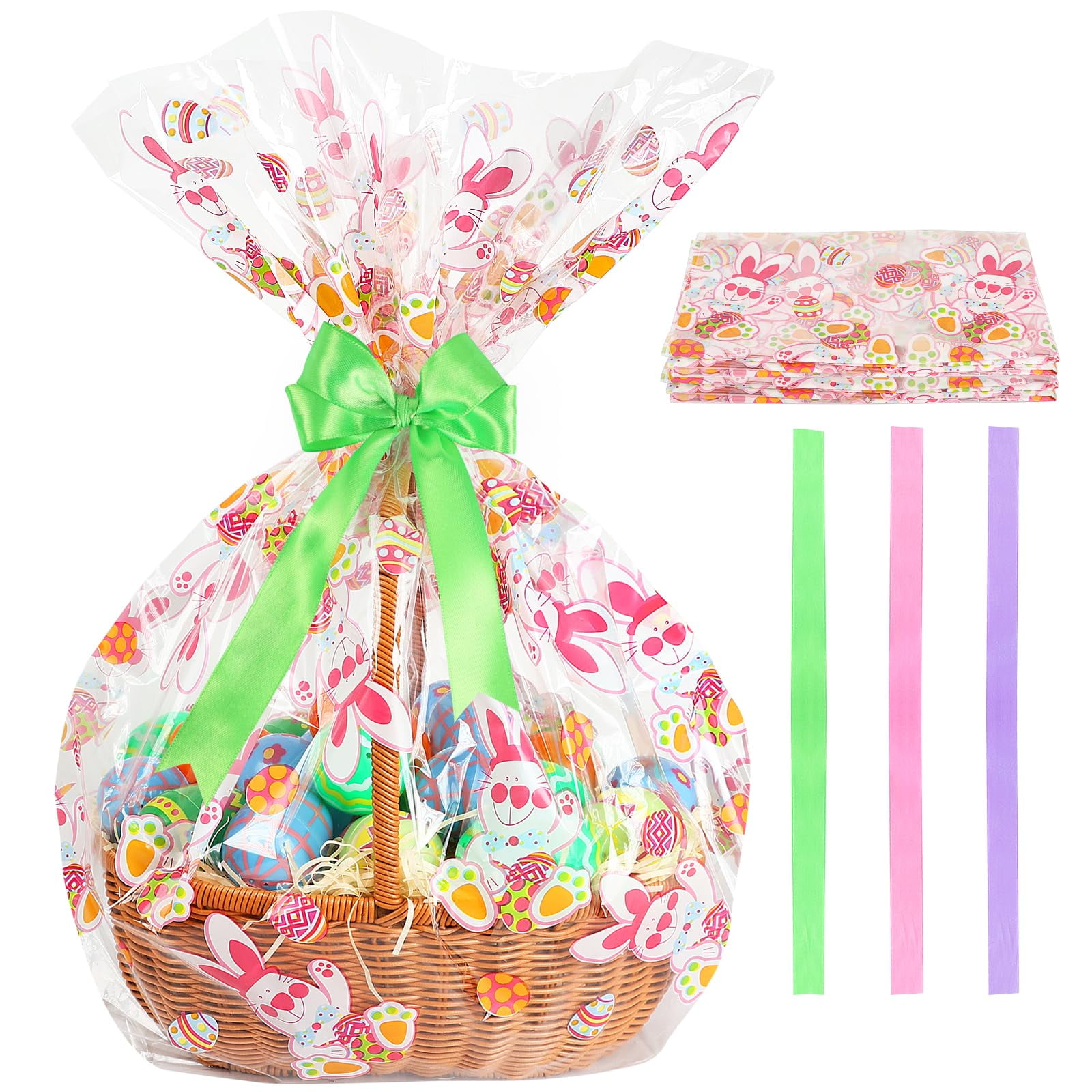 HRX Package 10 PCS Easter Basket Bags Flat Bottom 25.6x23.6x6.3 Inches ...