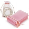 HRX Organza Gift Bags, 100pcs, 4x6 Inch, Pink Blush, Mesh Drawstring ...