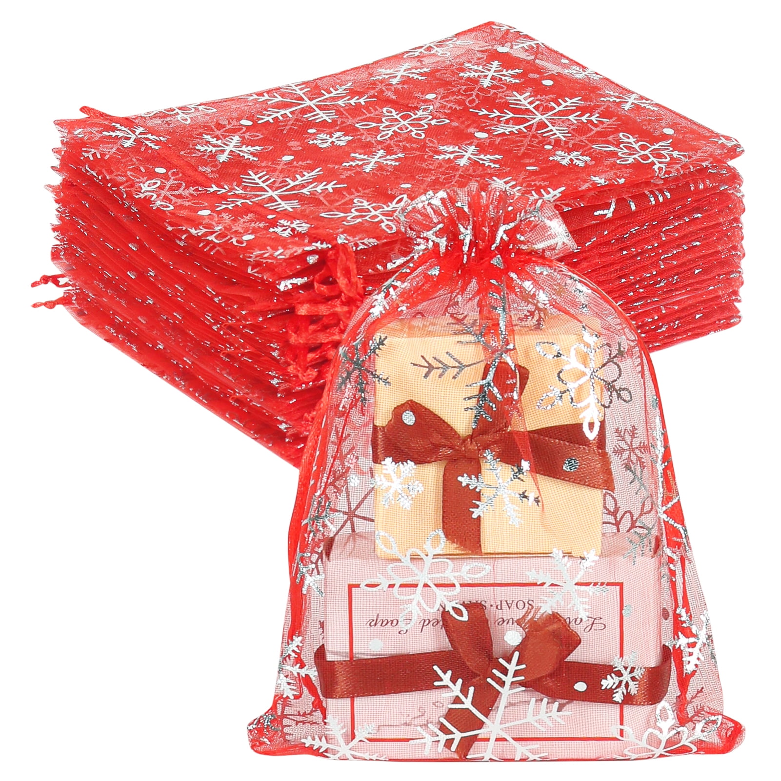 HRX Package 100pcs Snowflake Organza Bags Christmas 5x7 inch ...