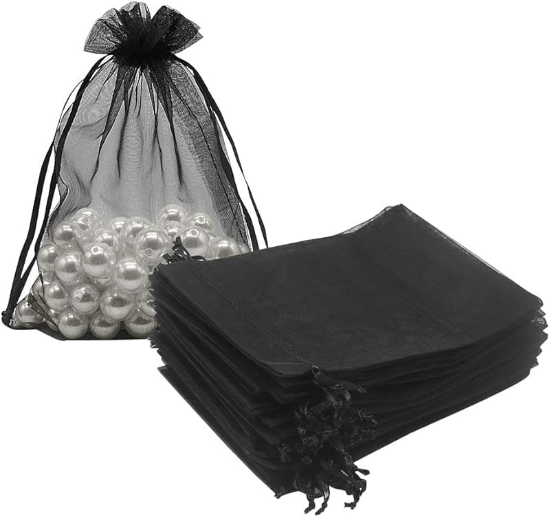 HRX Package Black Organza Bags 5x7 inch 100pcs, Mesh Candy Bags Jewelry ...