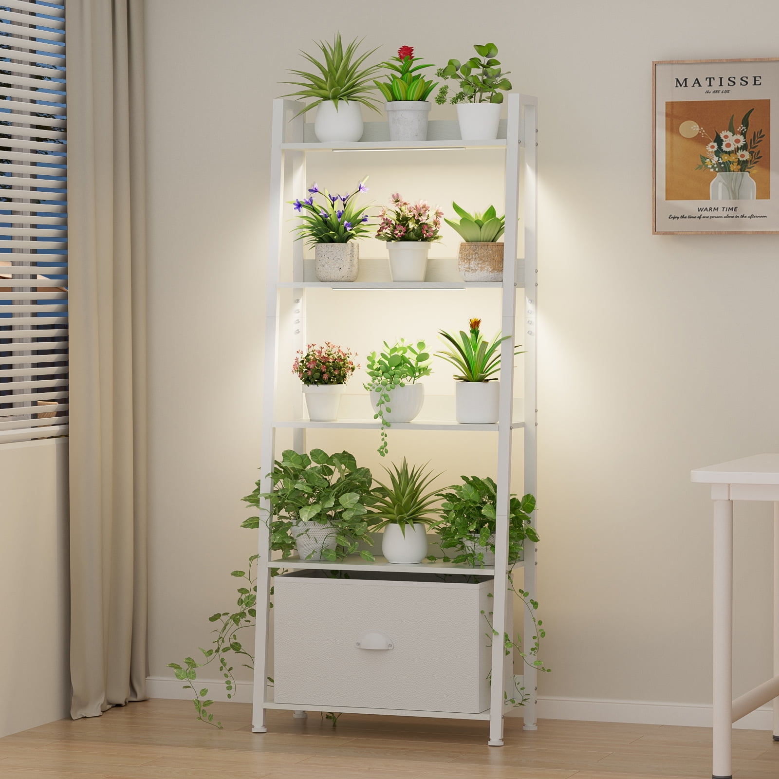 HRYGD Plant Stand Indoor with Grow Lights, 5 Tier Wide Plant Shelf, 63 ...
