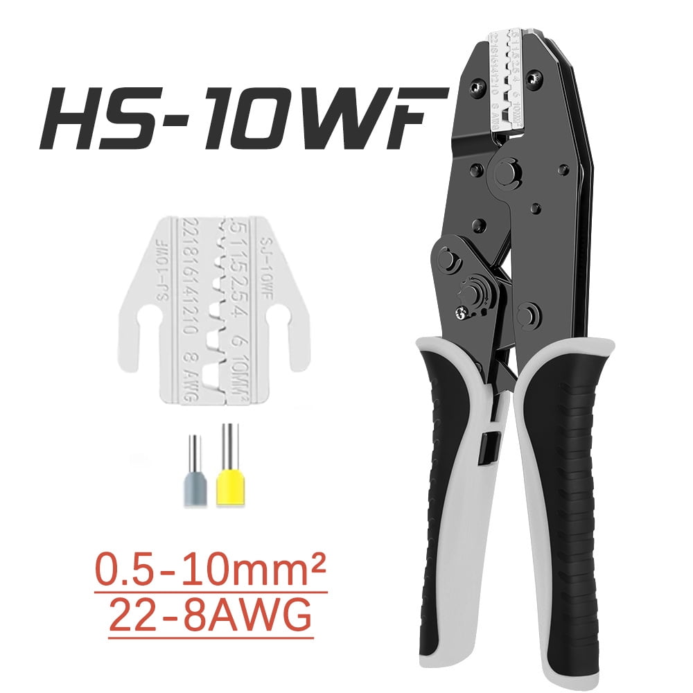 HS-10WF Tool jaw pliers ratchet crimping plier insulated and non-insulated ferrules (HS-10WF ...