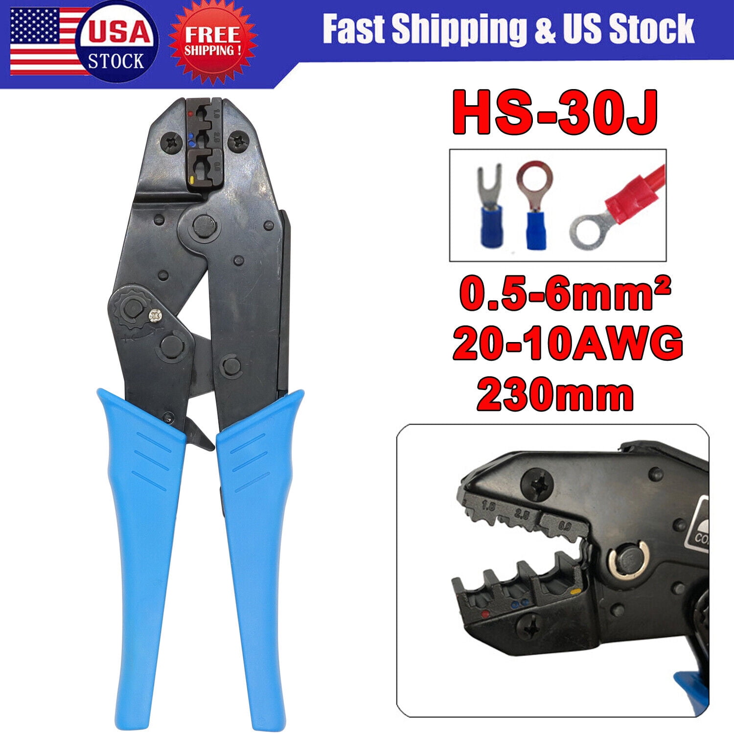 HS-30J 0.5-6.0mm² Wire Stripper High‑Carbon Steel Cable Stripping 20 ...