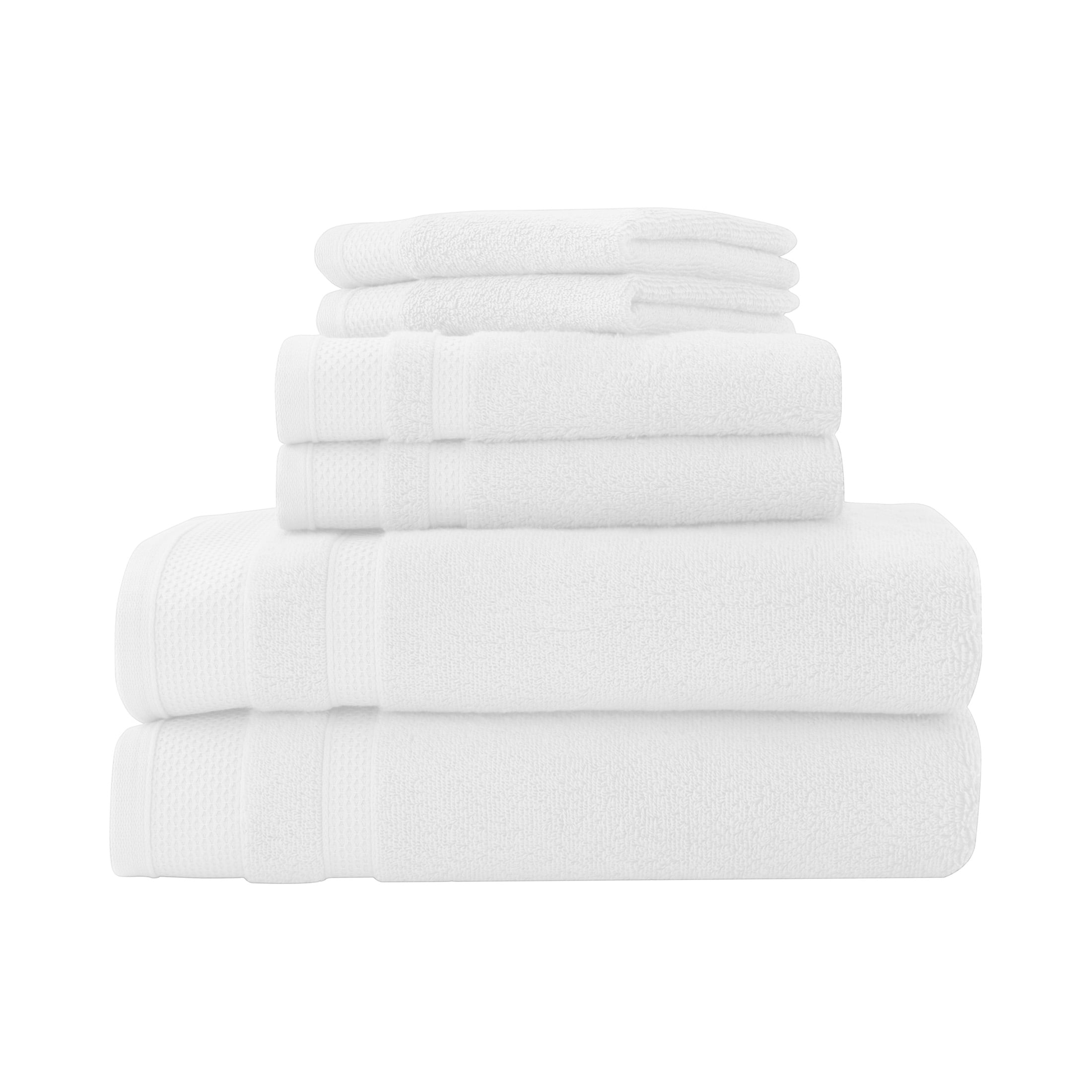 Hotel Style Luxury Bath Set, 100% U.S. Cotton, Arctic White, 6-Piece ...