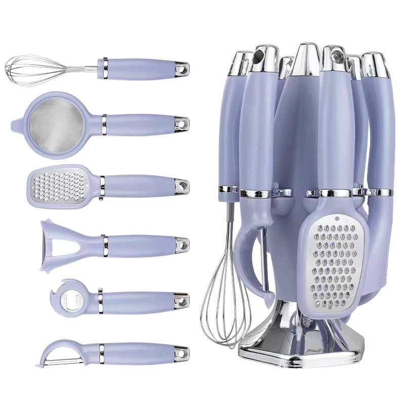 HS 7-Piece Silicone Cooking Utensils Set with Heat-Resistant Handles ...
